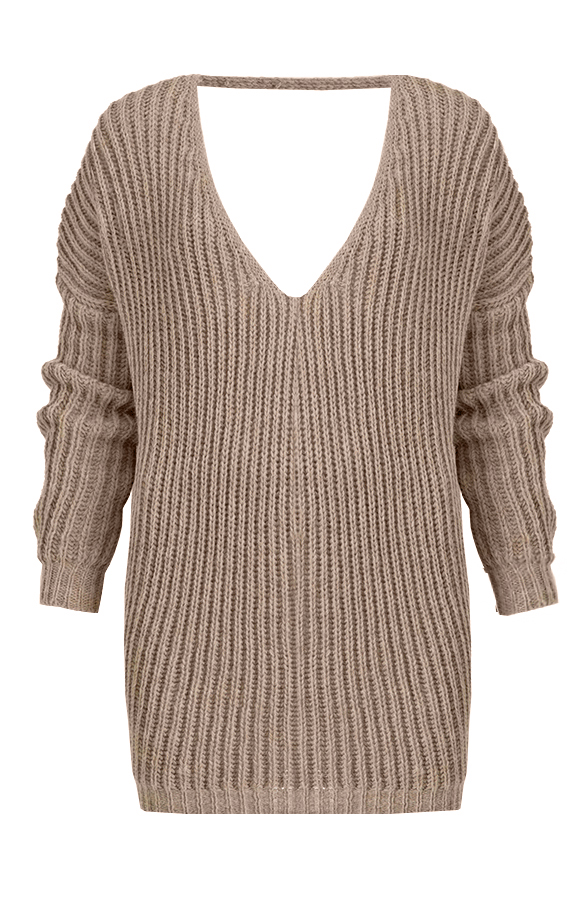 Low Back Sweater Taupe | Fashion Musthaves