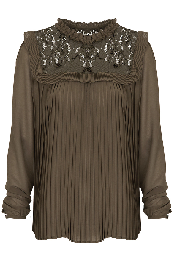 Plisse Luxury Blouse Army | Fashion Musthaves