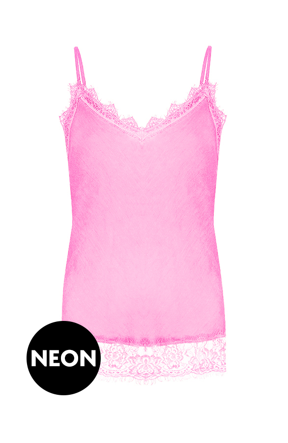 Romance Lace Top Neon Roze | fashionmusthaves.nl