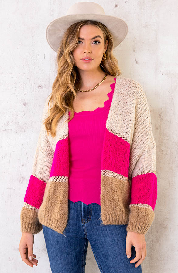 Banen Vest Met Lurex Fuchsia | fashionmusthaves.nl