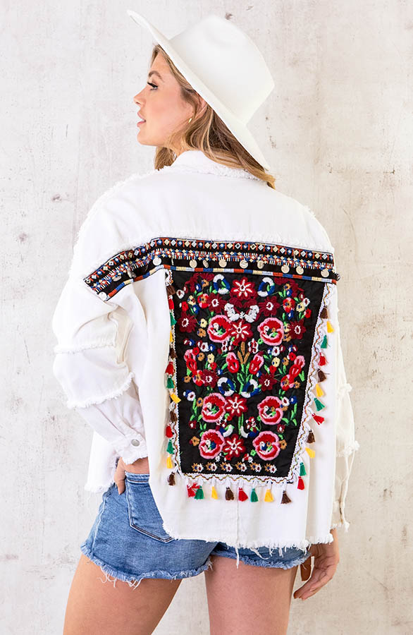 Embroidery Boho Jacket Ecru | fashionmusthaves.nl
