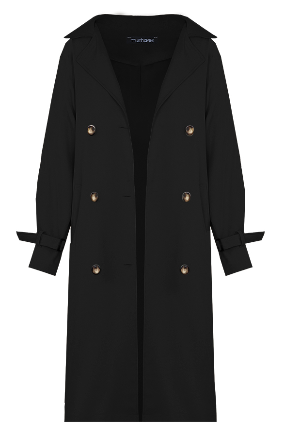 Dames Trenchcoat Zwart | fashionmusthaves.nl