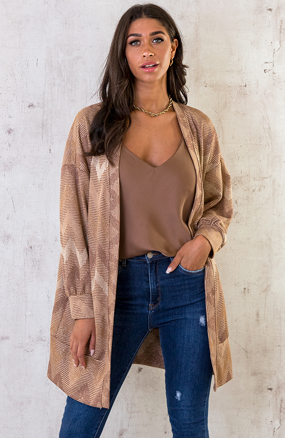 Print Lurex Vest Beige | fashionmusthaves.nl