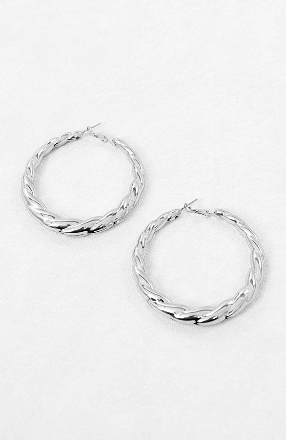 Braided Big Hoops Oorbellen Zilver | fashionmusthaves.nl