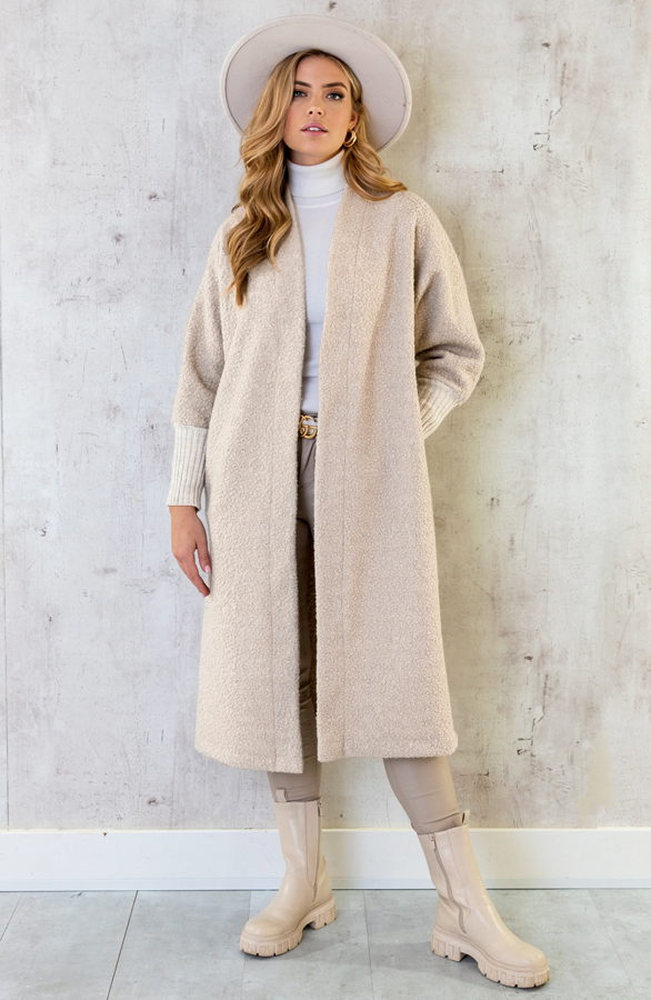 Soft Teddy Vest Lang Beige | Fashionmusthaves.nl