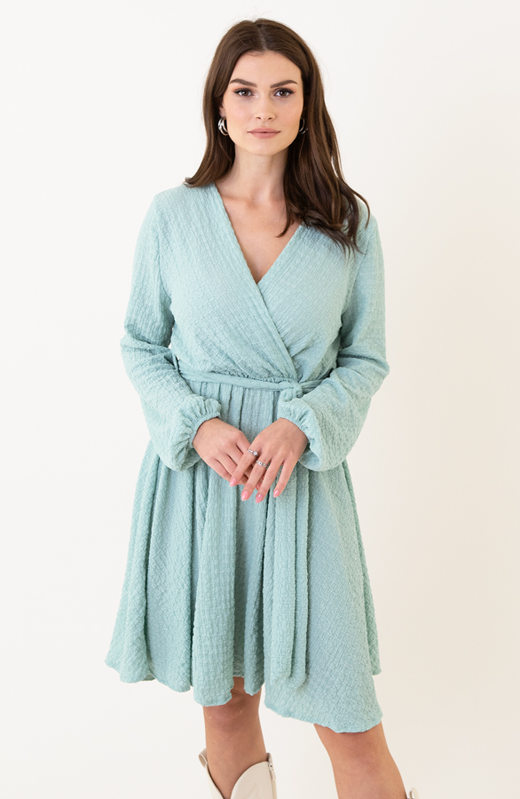 Smocked Jurk V-hals Mint | Fashionmusthaves.nl