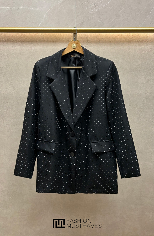 Luxury Strass Blazer Zwart | Fashionmusthaves.nl