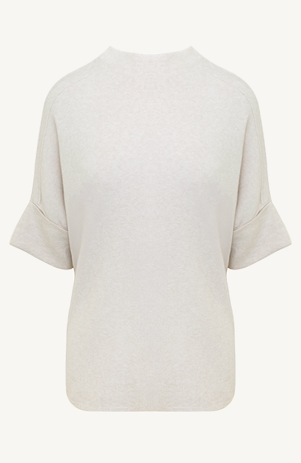 Soft Oversized Sweater Korte Mouw Light Beige | Fashionmusthaves.nl